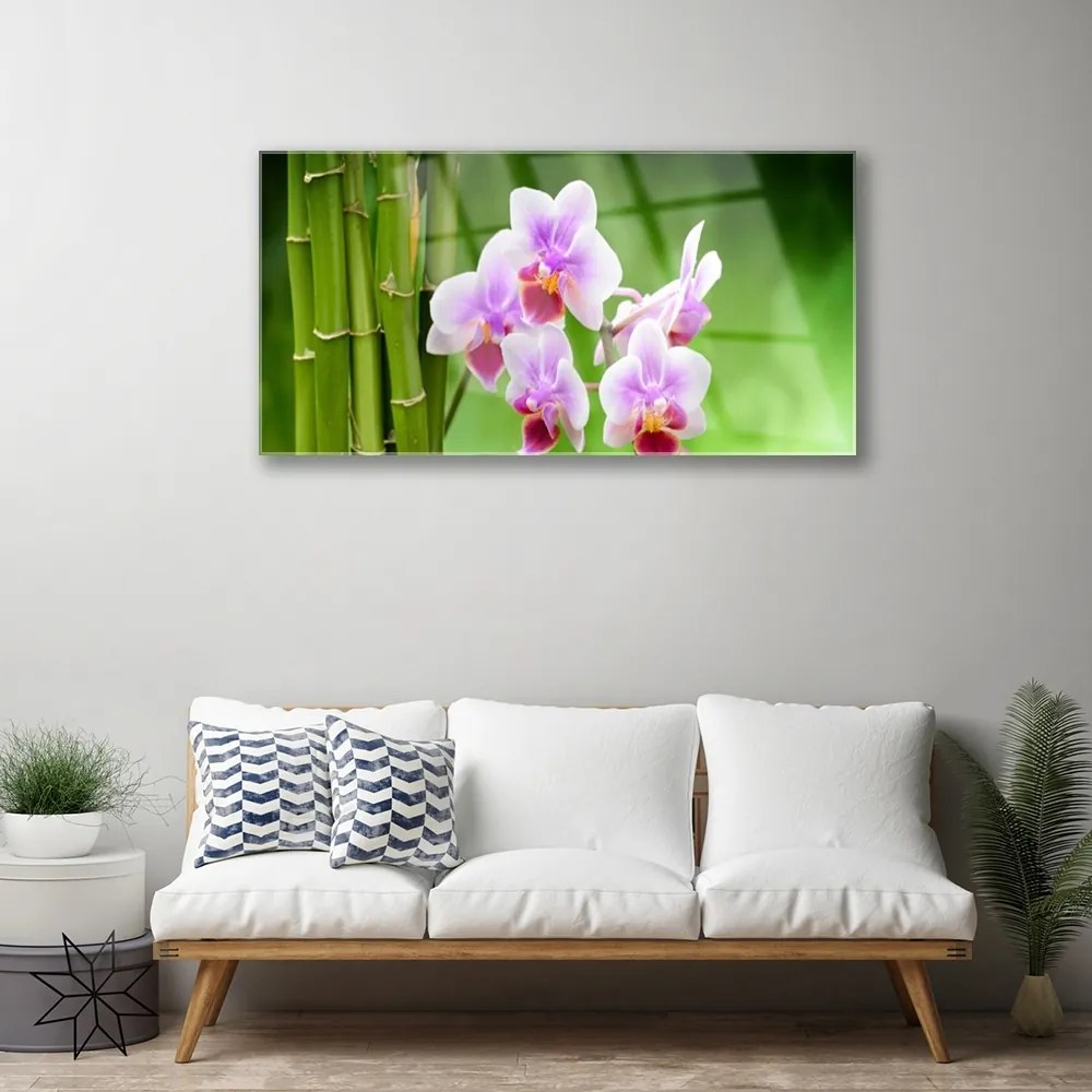 Obraz na skle Bambus Orchidej Květiny Zen 100x50 cm
