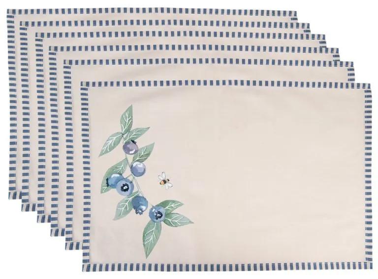 6ks textilní prostírání Blueberry Fields - 48*33 cm