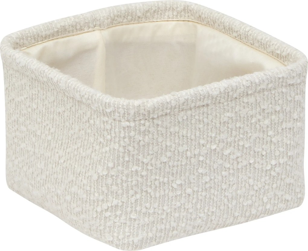 Sada 4 textilních košů BOUCLETTE, 15,5 x 15,5 x 11 cm - bílý