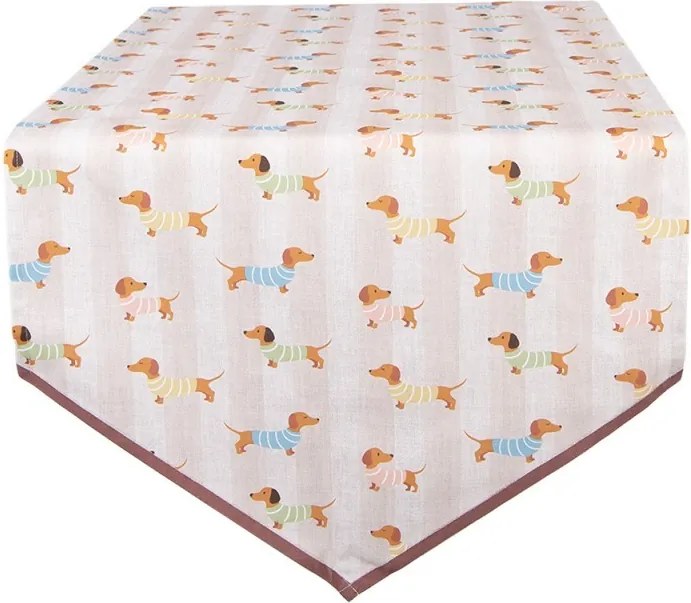 Béžový bavlněný běhoun s jezevčíky Puppy Pullover - 50*160 cm