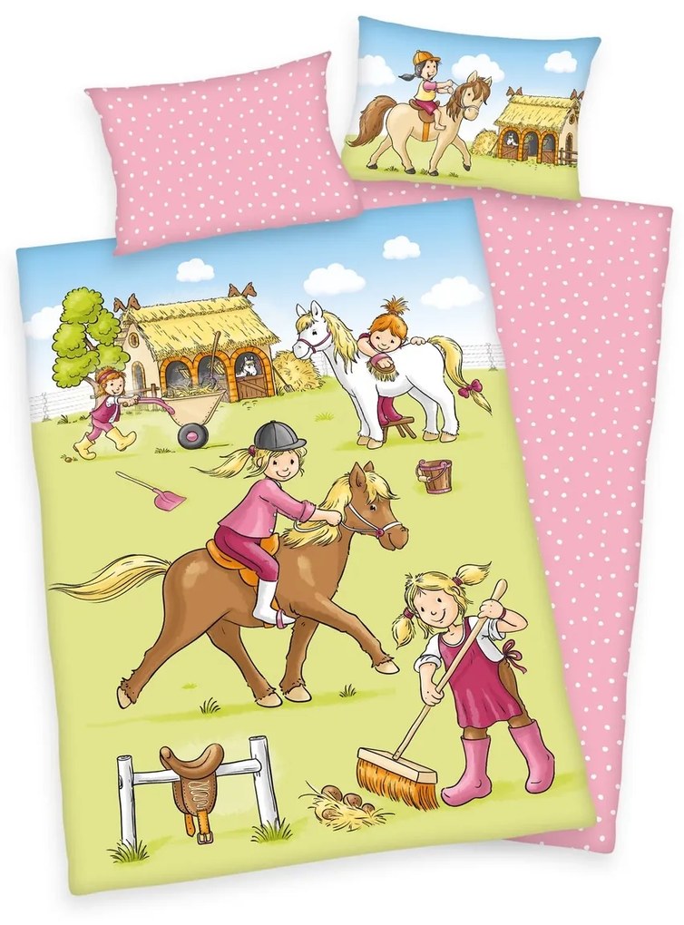 Herding Dětské bavlněné povlečení do postýlky Ponyhof, 100 x 135 cm, 40 x 60 cm