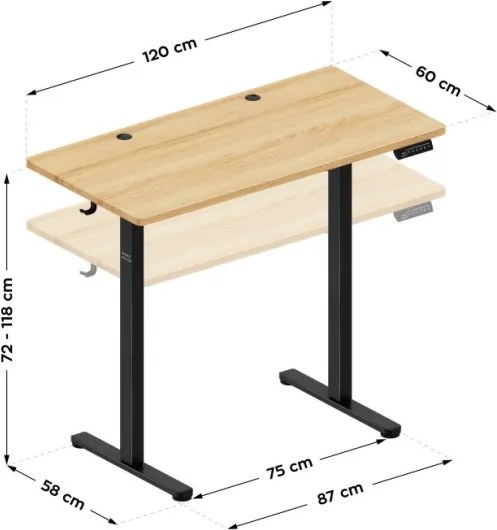 Elektrický výškově nastavitelný stůl Mark Adler Leader 6.9 Dub Craft / černý
