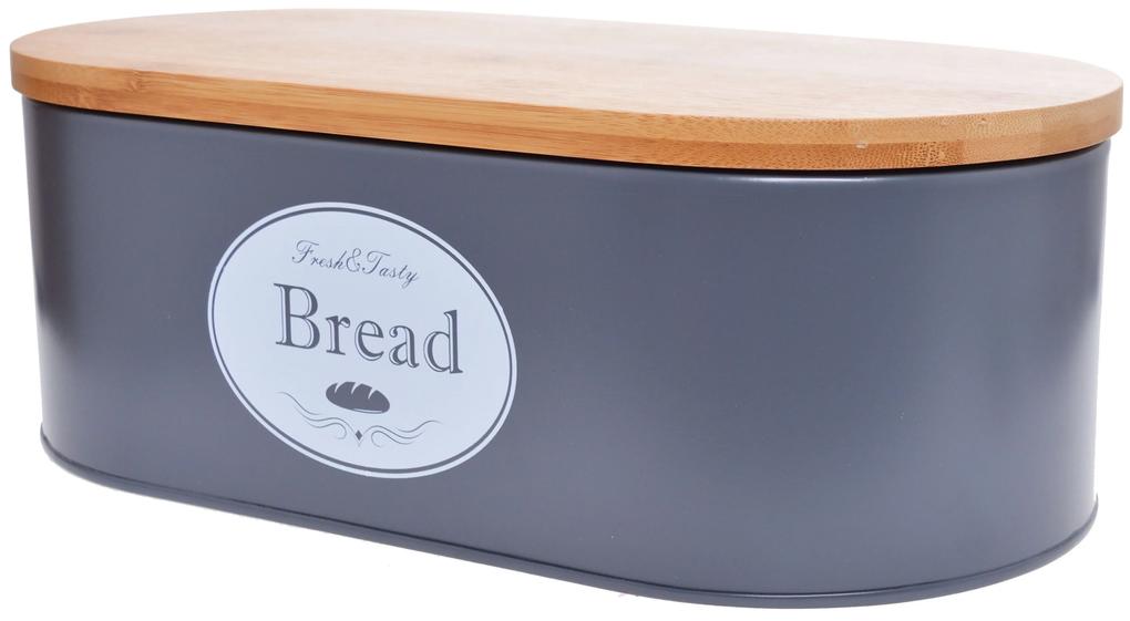 Kovový chlebník Bread s bambusovým víkem 9490