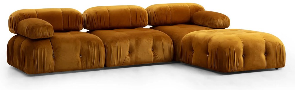 Hanah Home Čtyřmístná pohovka s pufem BUBBLE světle hořčicová 288 cm
