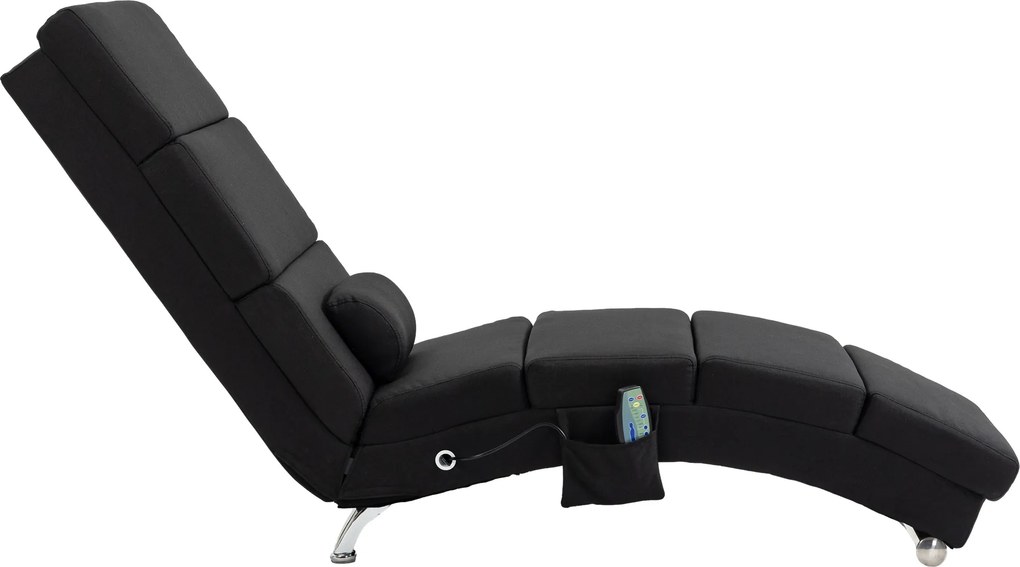 HOMCOM Masážní křeslo, relaxační křeslo, ležení křeslo s 8 vibračními body, 5 režimů, 56 x 168 x 84 cm, černá