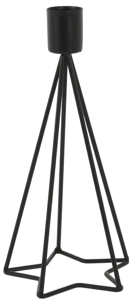 Kovový svícen Stars, 9x19 cm, černá, sada 2ks