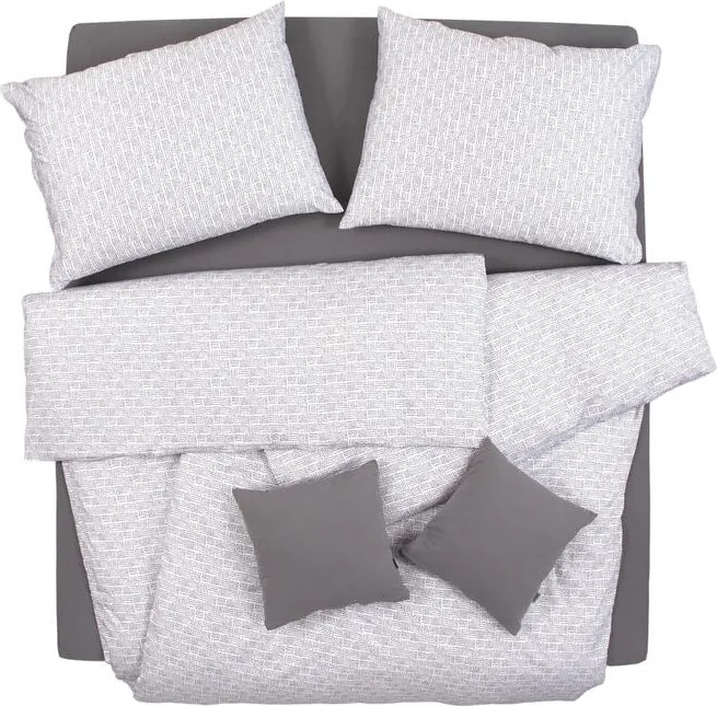 SCANquilt povlečení EXCLUSIVE TENCEL PLUS dobby bílošedá 140 x 200/70 x 90 cm
