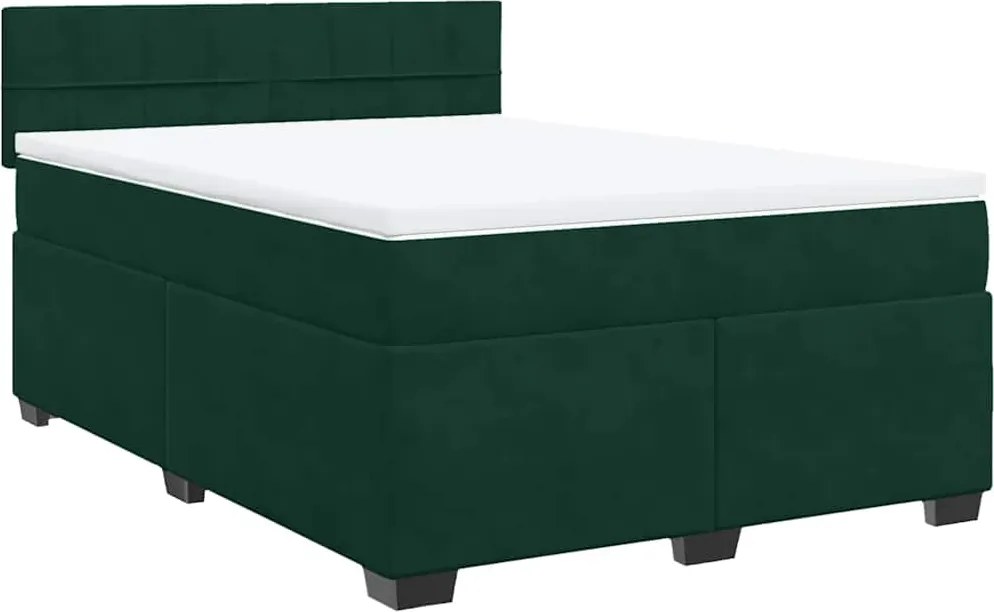 Box spring postel s matrací tmavě zelená 160x200 cm samet 3286357
