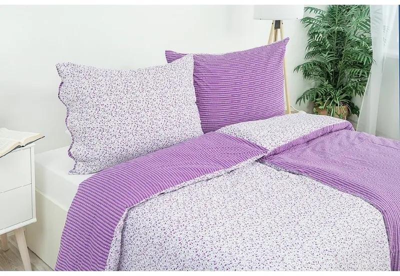 Stanex povlečení bavlna kvítek-pruh fialový (LS196) 140x200+70x90 cm