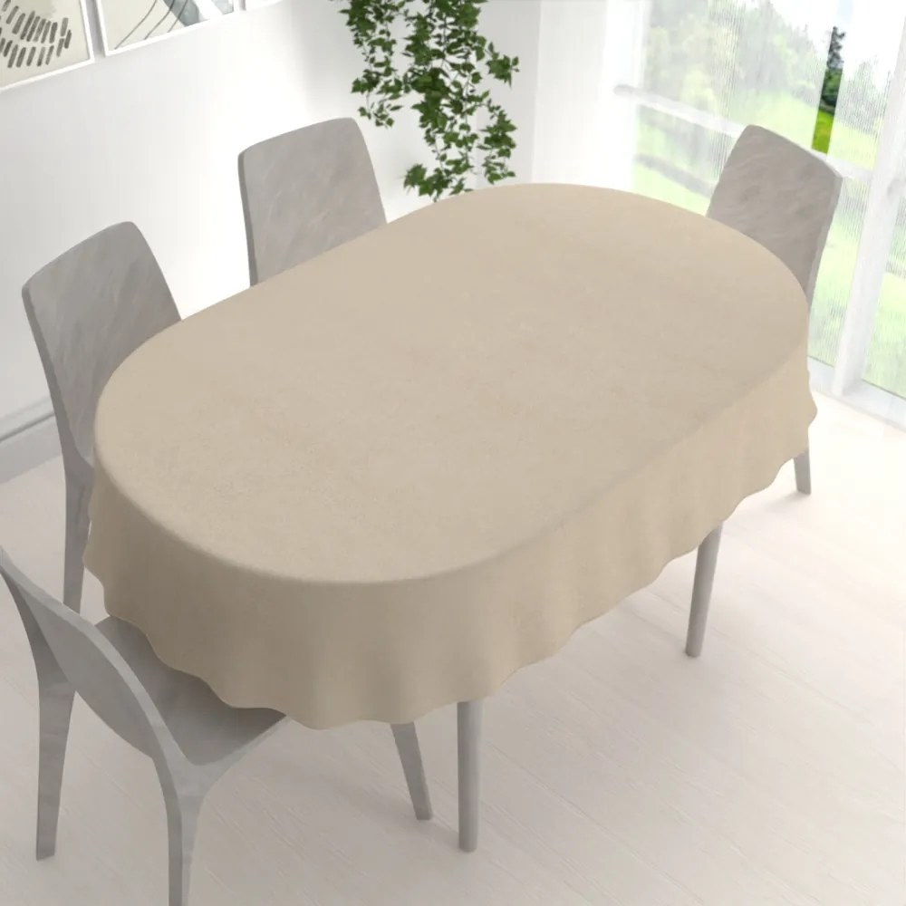 Biante Oválný ubrus/imitace broušené kůže Alcantara ALC-007 Krémově béžový 140x180 cm