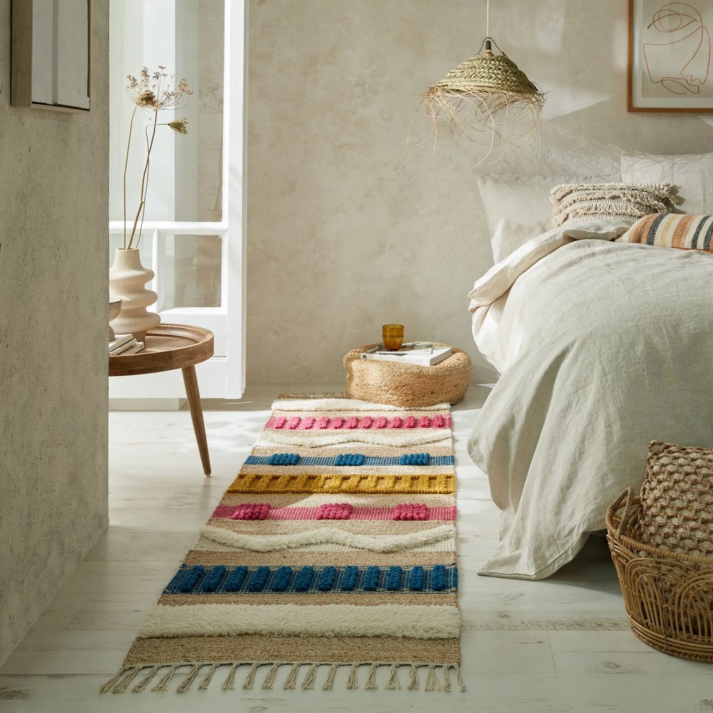 Behúň Jubilant Medina Jute Natural/Multi, 60x230, viacfarebná, obývacia izba, Flair Rugs