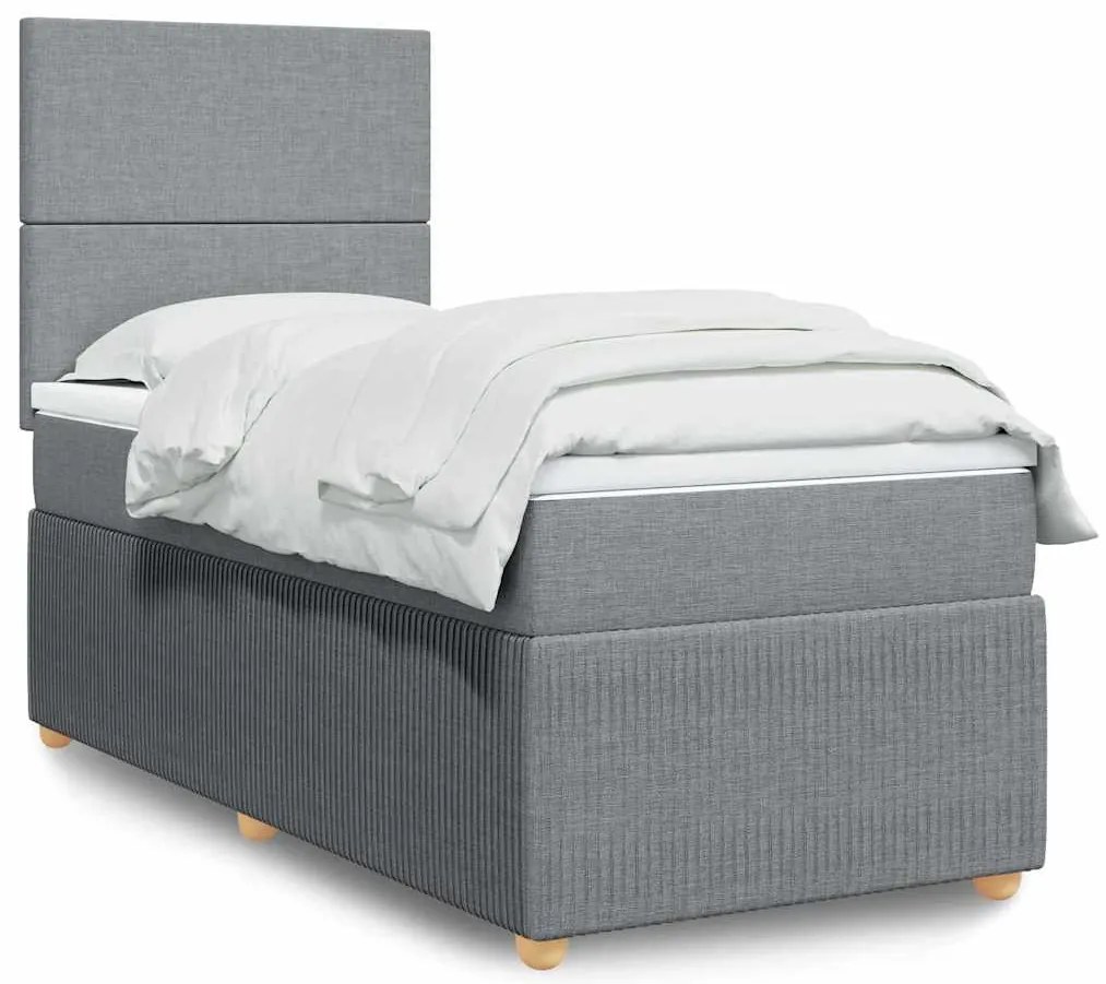 Box spring postel s matrací světle šedá 90x200 cm textil 3294232