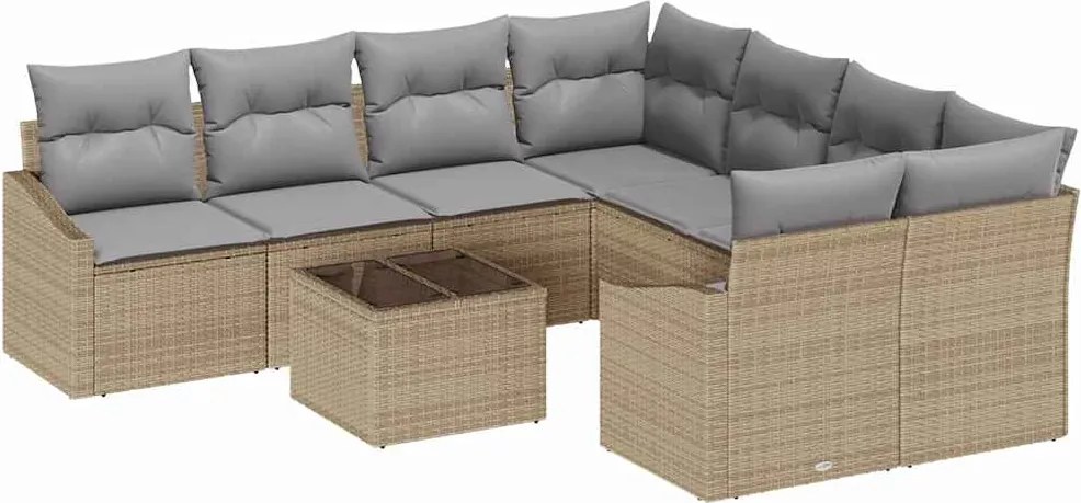 Set pohovek 9 ks Béžová a Světle šedá polyratan 3346660
