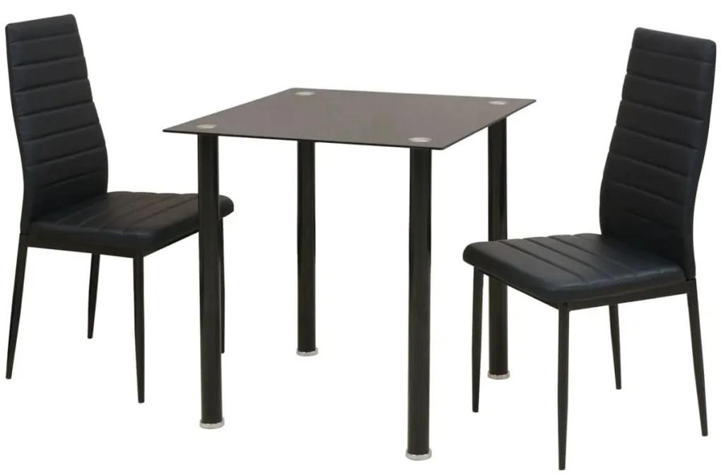 242932 vidaXL Třídílný jídelní set stolu a židlí černý