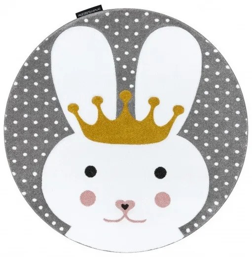 Hans Home | Dětský kusový koberec Petit Bunny grey kulatý - 140x140 (průměr) kruh