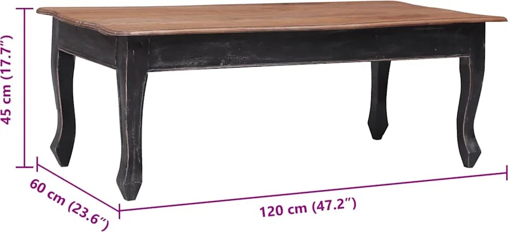 Konferenční stolek černý 120 x 60 x 45 cm masivní mahagon 283904