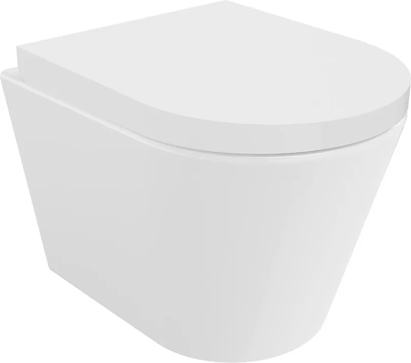 Mexen Rico, závěsná WC mísa 490x360x370 mm, Rimless Tornádo + WC sedátko z duroplastu, bílá lesklá, 30720200T