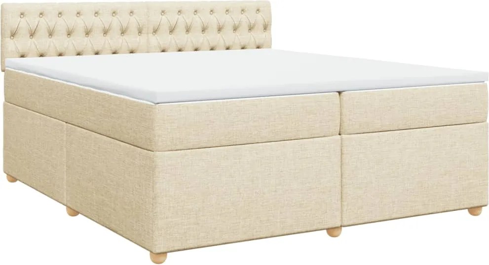 Box spring postel s matrací krémová 200x200 cm textil 3286799