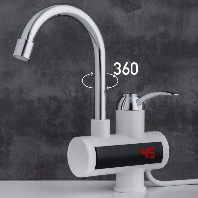Erga Hiteo, LCD elektrický průtokový okamžitý ohřívač vody 3600W, chromová-bílá, ERG-YKA-BZ.HITEO