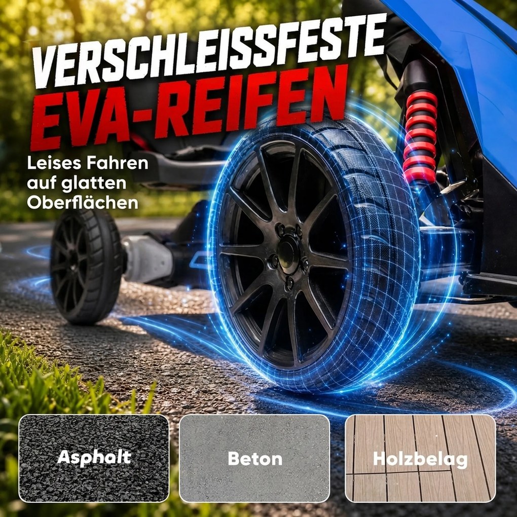 HOMCOM Elektrický Go-Kart pro Děti ve Věku 3-8 Let s 12V Baterií - Nastavitelná Rychlost 3-5 km/h a Bezpečnostní Pás - Nosnost 30 kg pro Venkovní Pou…