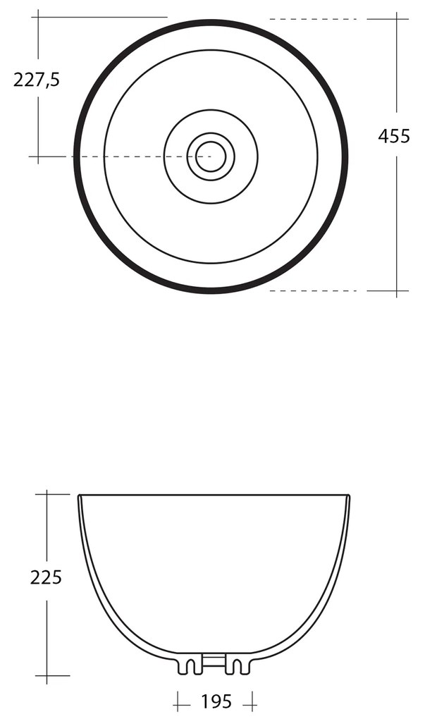 Sapho DOME keramické umyvadlo na desku, Ø 45,5cm, bílá - WH030