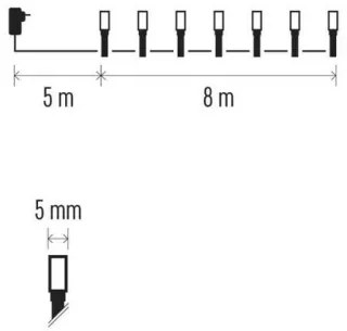 Vánoční osvětlení EMOS GoSmart (WiFi) D4ZR01 80LED řetěz 8m RGB 64 programů s časovačem