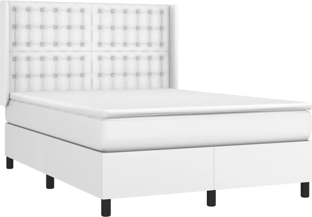 Box spring postel s matrací bílá 140 x 190 cm umělá kůže 3132496