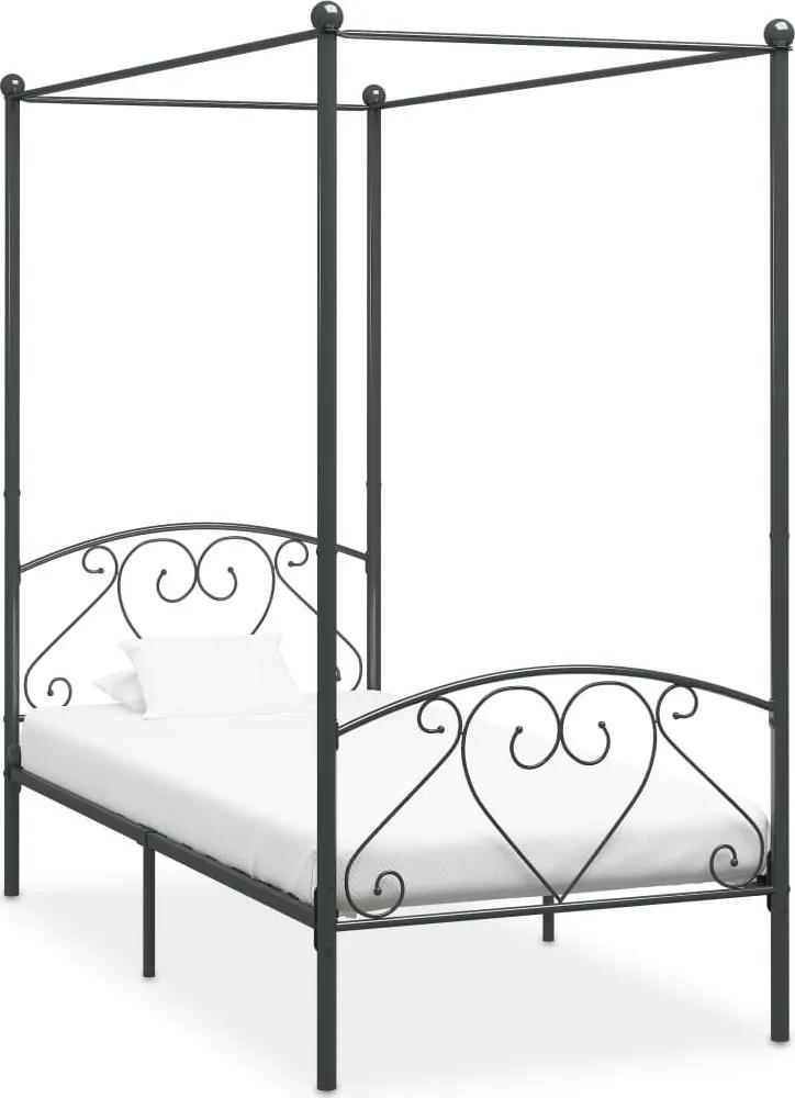 vidaXL Rám postele s nebesy kovový 90 x 200 cm [284440] Barva: Bílá