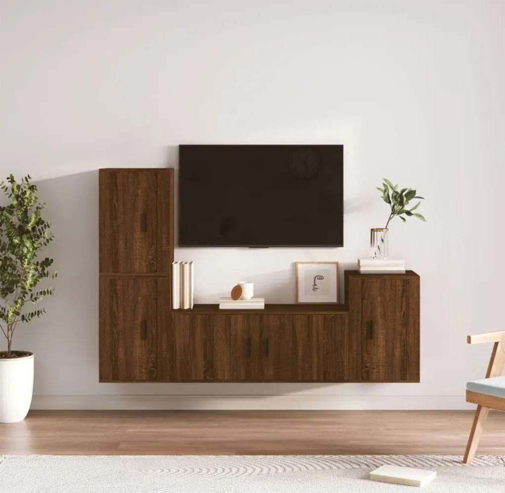 vidaXL 4dílný set TV skříněk kompozitní dřevo [3188598] Barva: bílá s vysokým leskem