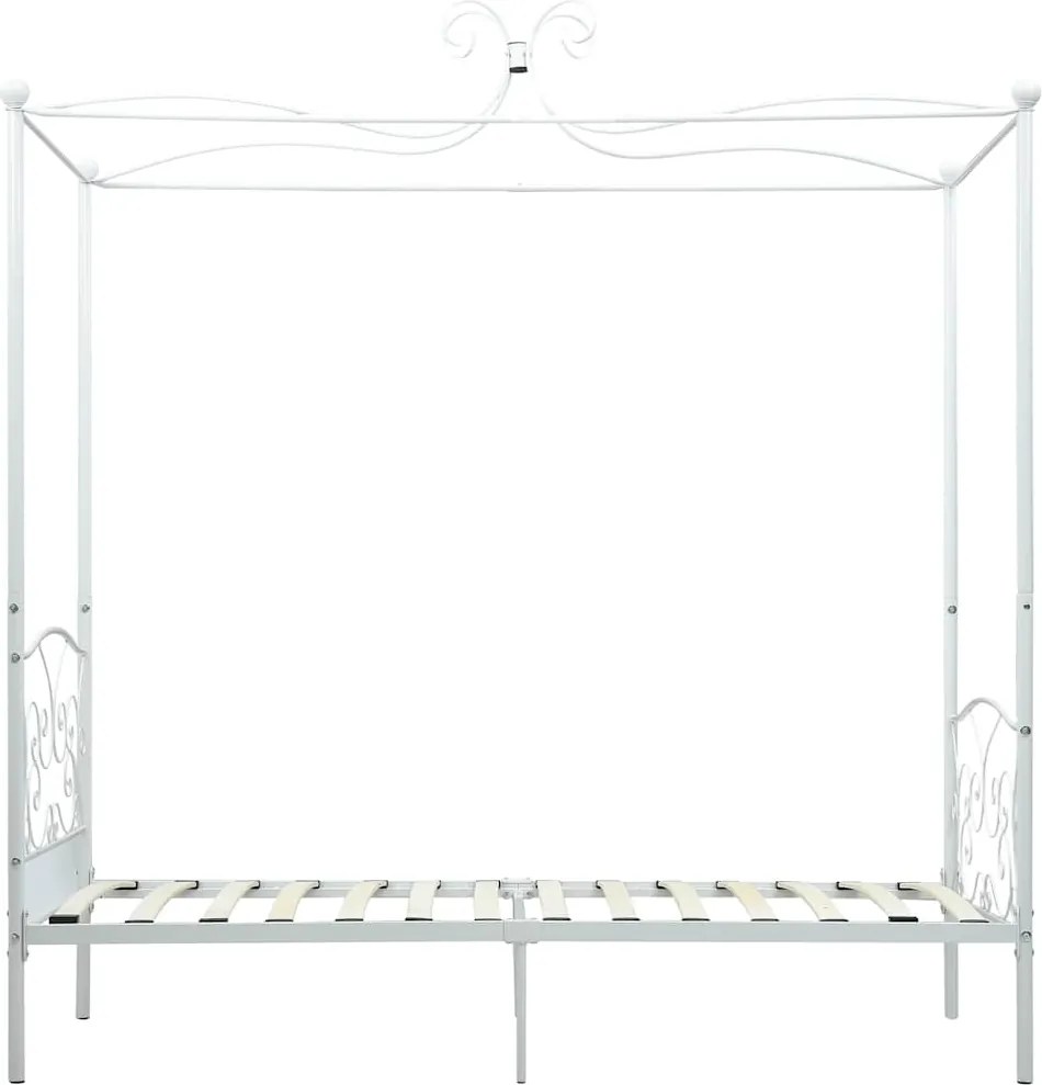 Rám postele s nebesy bílý kovový 100 x 200 cm 284469