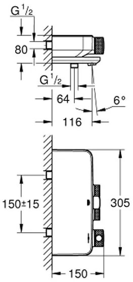 Grohe 34718000 Baterie vanová termostatická