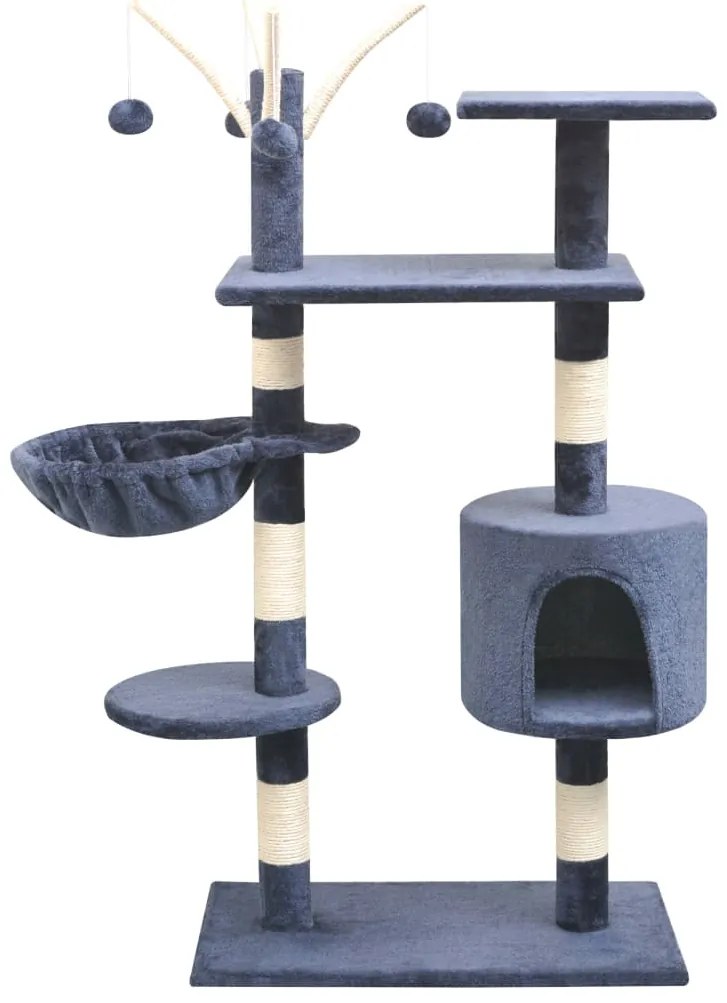 Škrabadlo pro kočky se sisalovými sloupky, 125 cm, tmavě modrá 170484