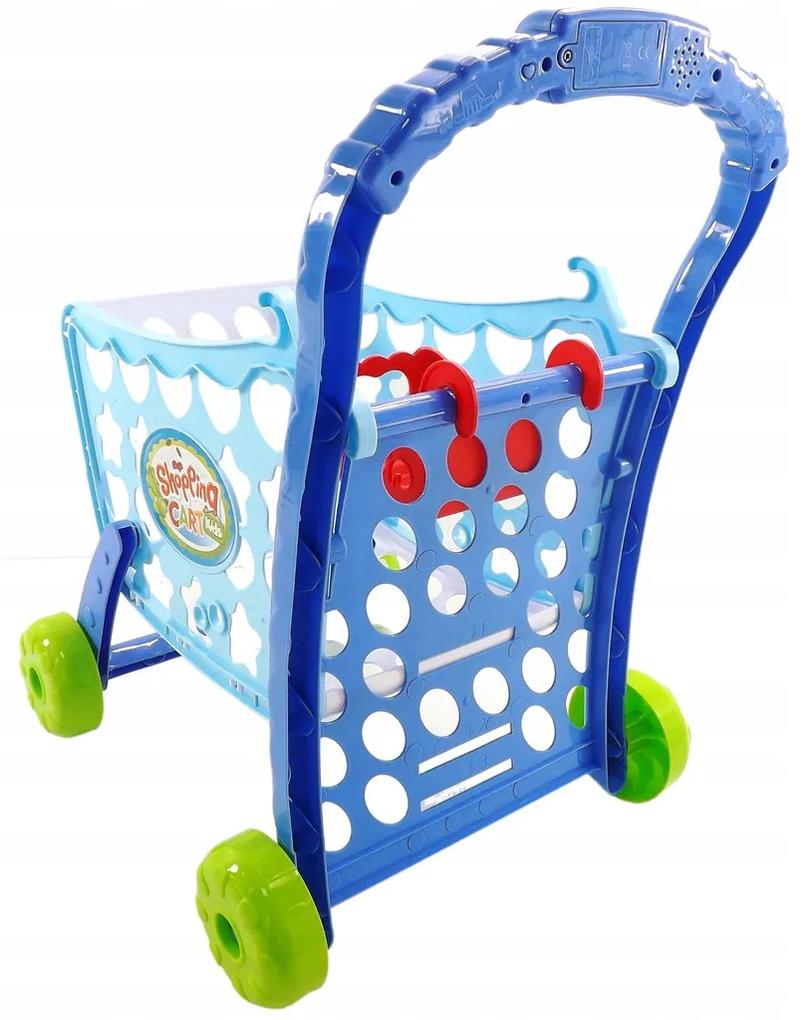 Dětský nákupní vozík se zvuky 3v1 modrý