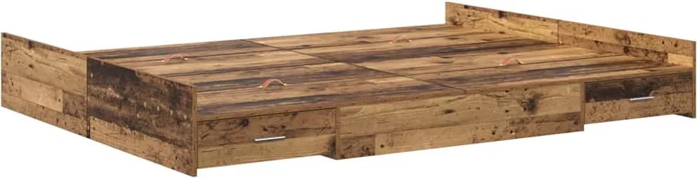 Rám postele s úložným prostorem s čelo Staré dřevo 140 x 190 cm 3335315