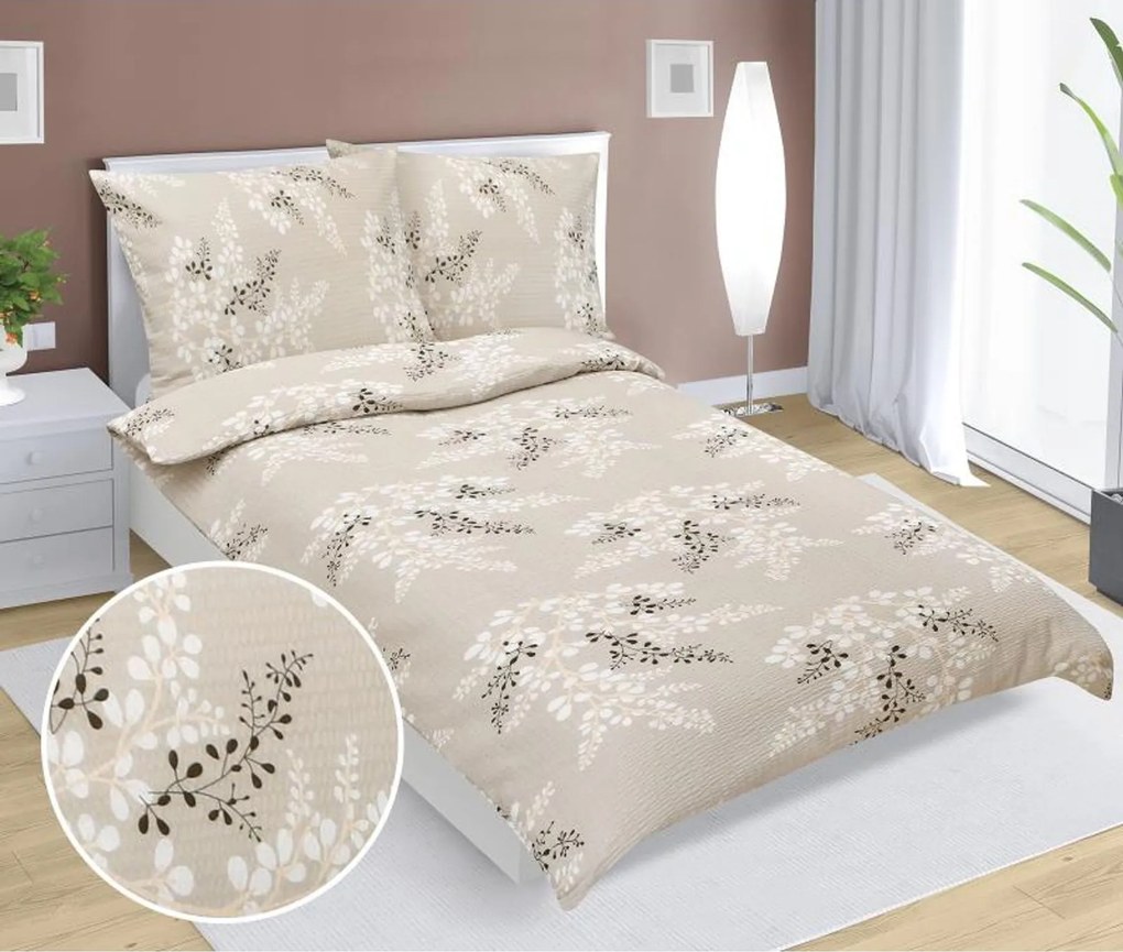 Povlečení krepové Kávová 80/306 - 140x220, 70x90 cm