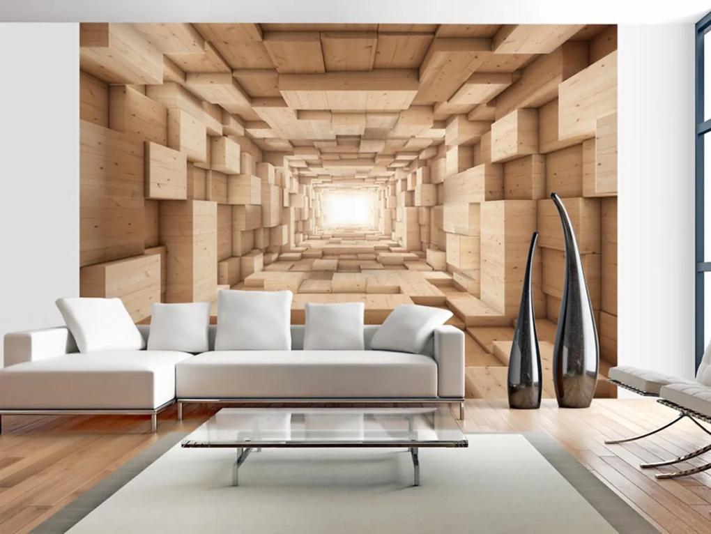 3D tapeta tunel ze dřeva + lepidlo ZDARMA Velikost (šířka x výška): 150x105 cm