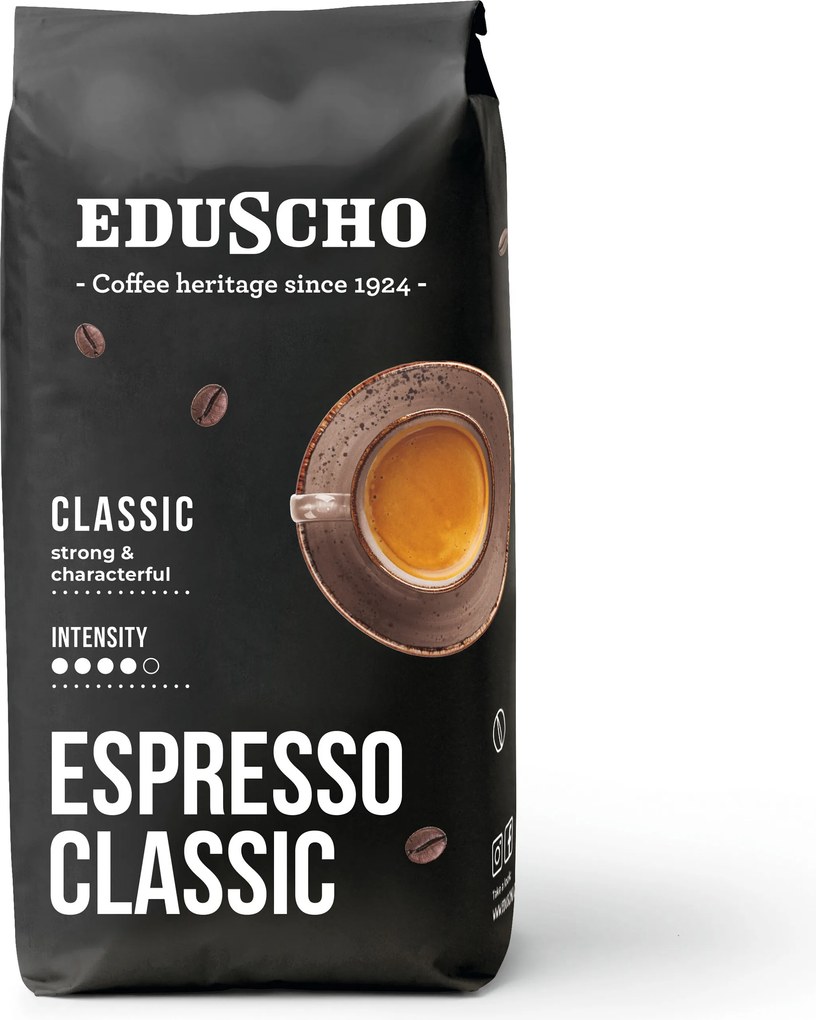 Eduscho Espresso Classic 1 kg zrnkové kávy - Intenzita: 4/5