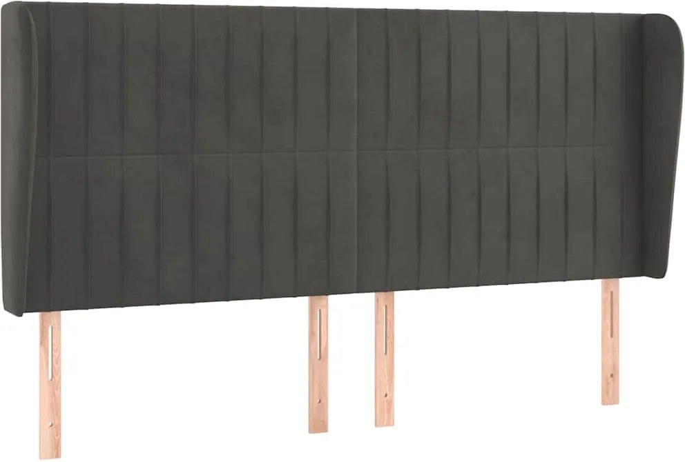 Čelo postele typu ušák tmavě šedé 203x23x118/128 cm samet 3118261