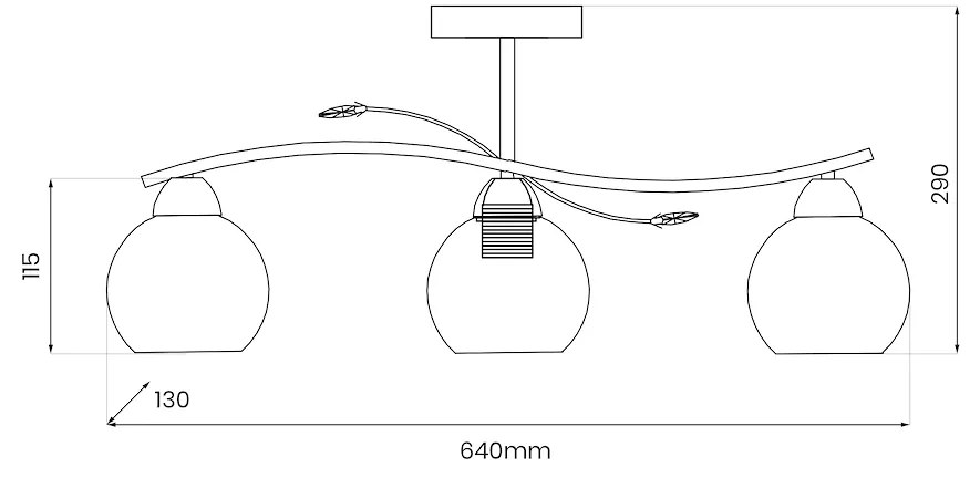 Stropní svítidlo Connor, 3x bílé skleněné stínítko, ch