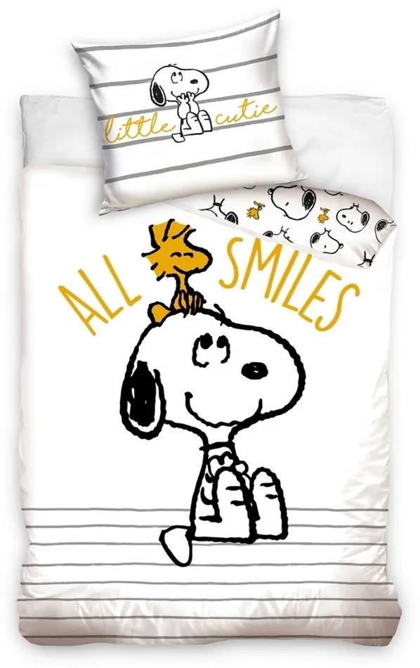 Tiptrade Dětské bavlněné povlečení Snoopy All smiles, 140 x 200 cm, 70 x 90 cm