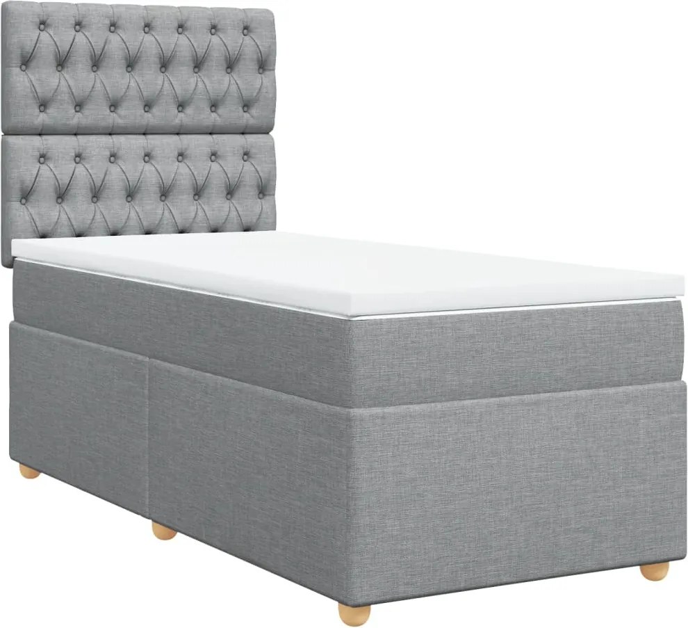 Box spring postel s matrací světle šedý 100 x 200 cm textil 3293498