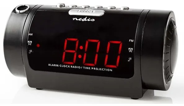 Nedis CLAR005BK - Radiobudík s LED displejem a projektorem 230V