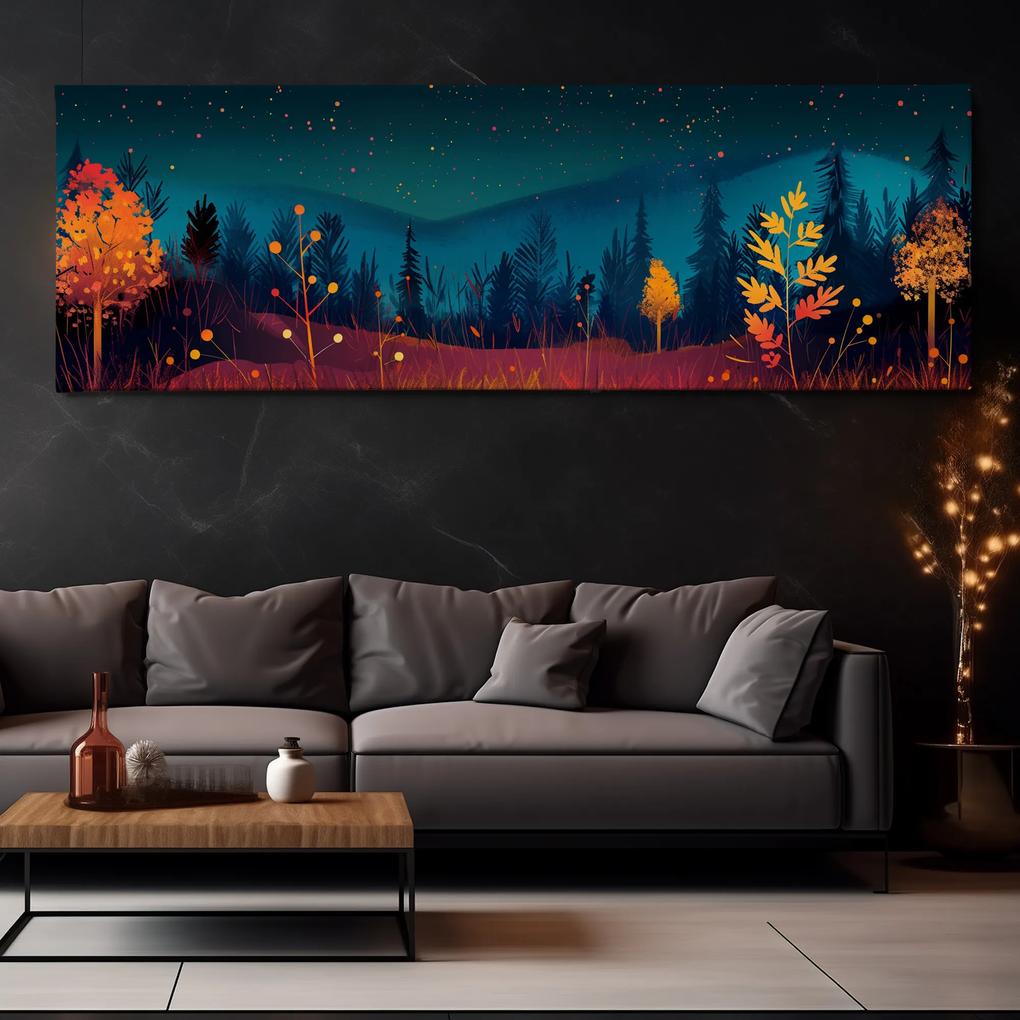 Obraz na plátně - Temný lesík na kraji louky FeelHappy.cz Velikost obrazu: 60 x 20 cm