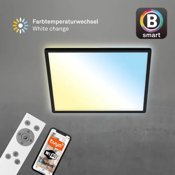 Briloner 7060-015 - LED Stm panel SLIM 22W/230V 42x42 cm černá Wi-Fi Tuya + DO