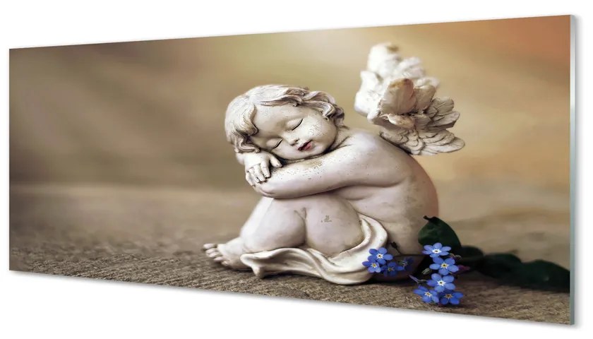 akrylový obraz Spící anděl květiny desky 120x60 cm