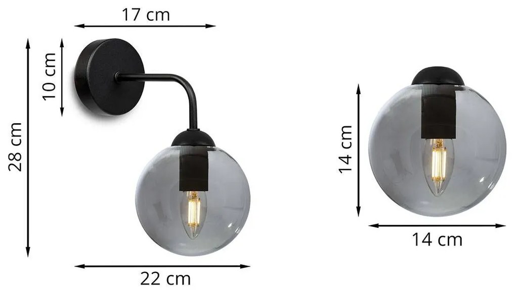 Nástěnné svítidlo Paris, 1x skleněné stínítko (výběr ze 3 barev)