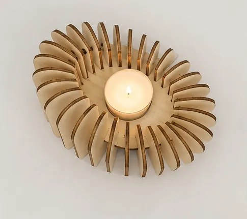 svícen, styl skandinávský, dřevo, 6x10x10 cm, přírodní, Dekorino SD20260020