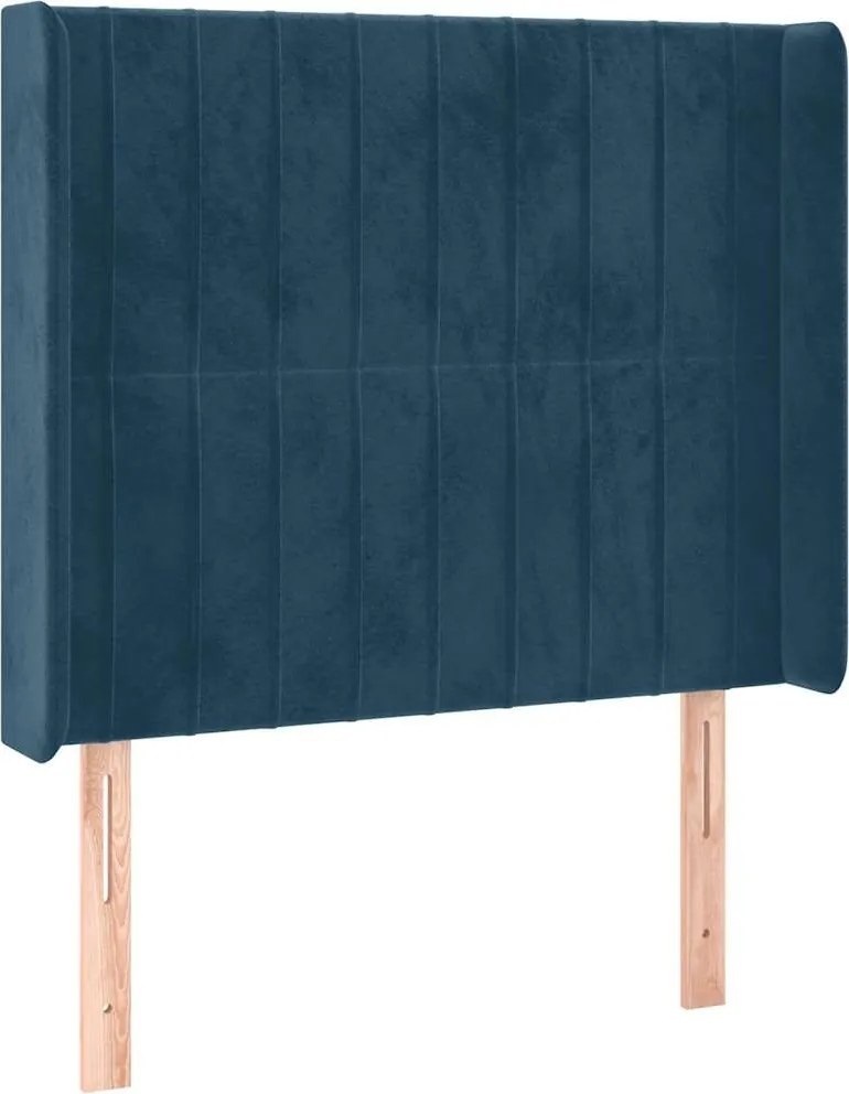 Čelo postele typu ušák tmavě modrá 83x16x118/128 cm samet 3119852