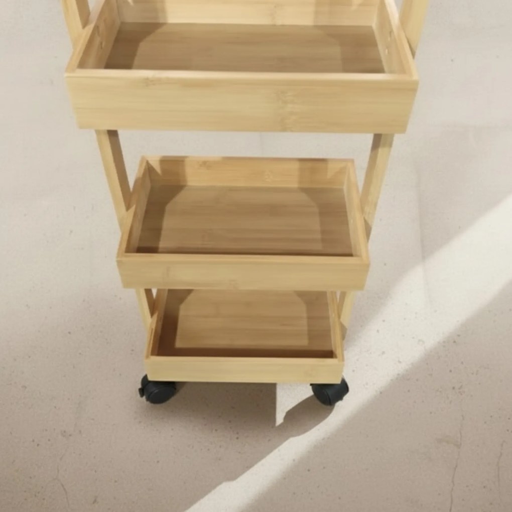 Úzký bambusový regál se 4 košíky VINK, 90 cm