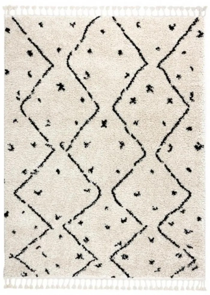 Kusový koberec Shaggy Tetuan krémový 70x250cm